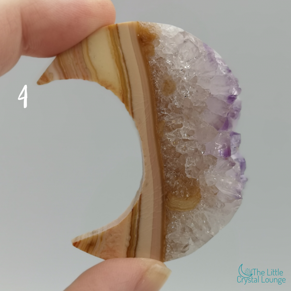 Agate with Amethyst Cluster Moon - The Little Crystal Lounge
