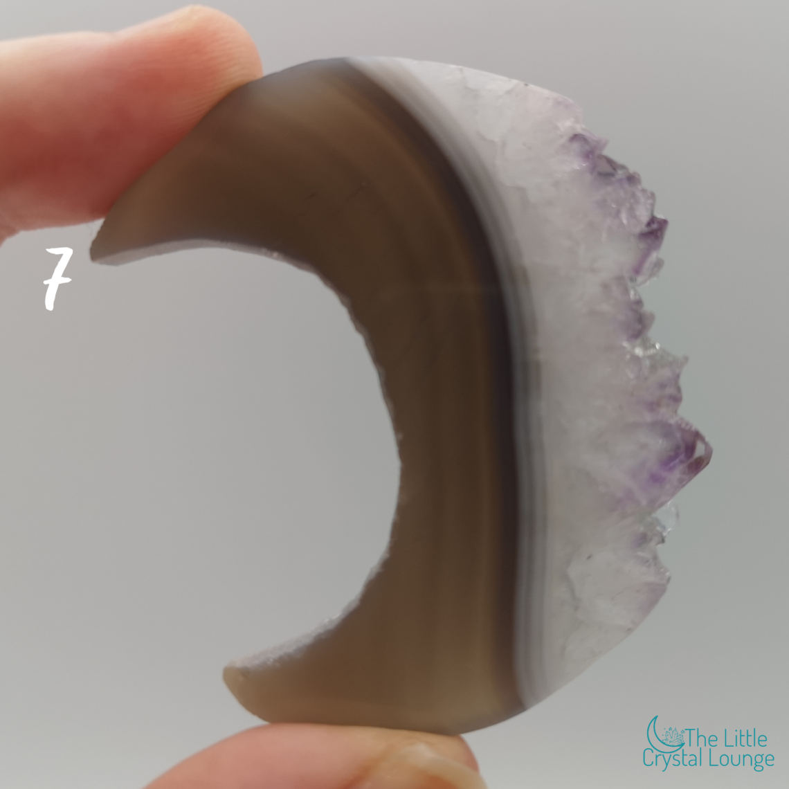 Agate with Amethyst Cluster Moon - The Little Crystal Lounge