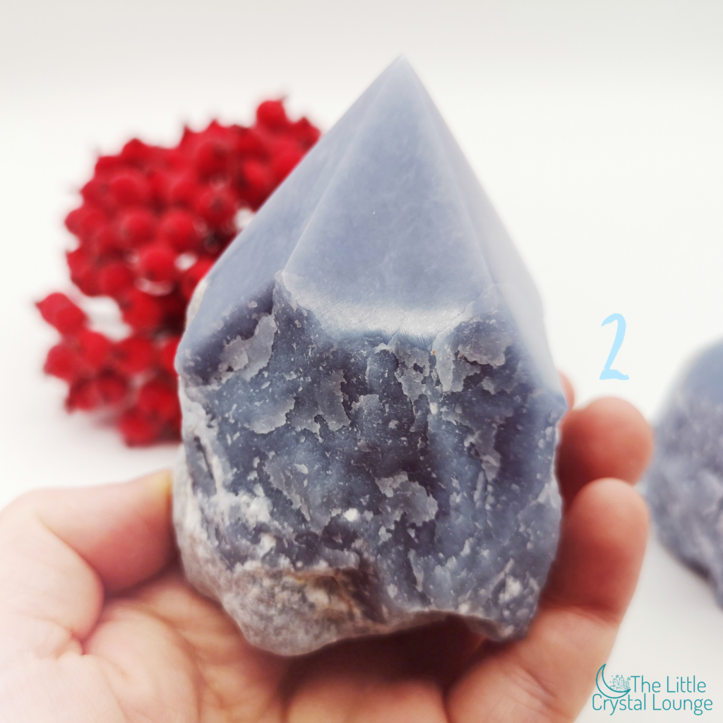 Angelite Cut Base Polished Point - The Little Crystal Lounge