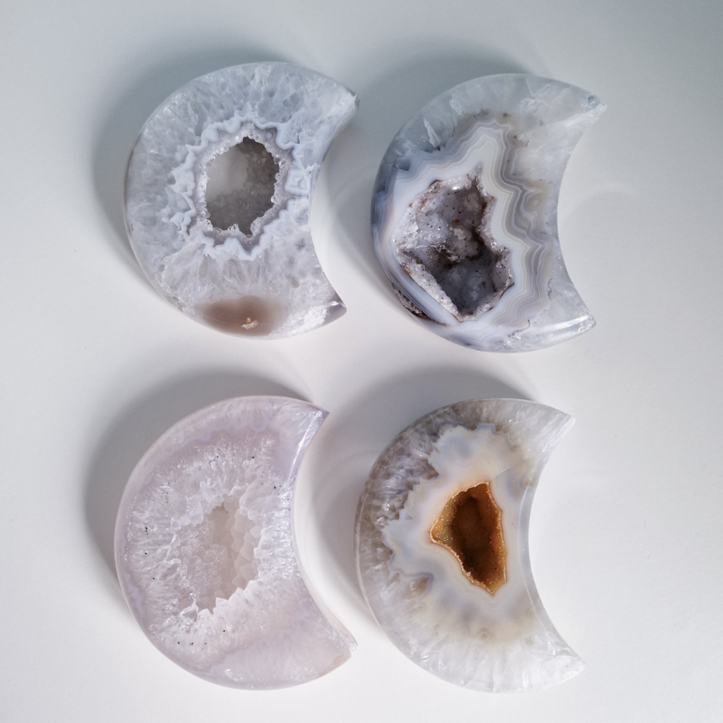 Agate Crescent Moon + Stand - The Little Crystal Lounge